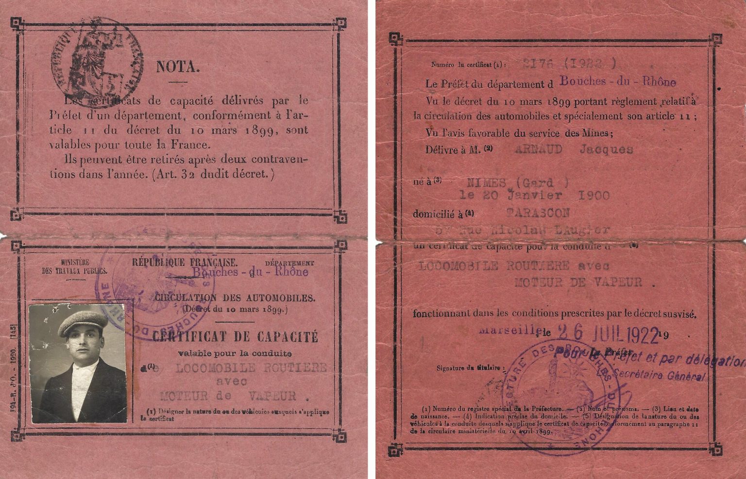 Cartes nominatives – 1888 à 1922 : Les certificats de capacité valable ...